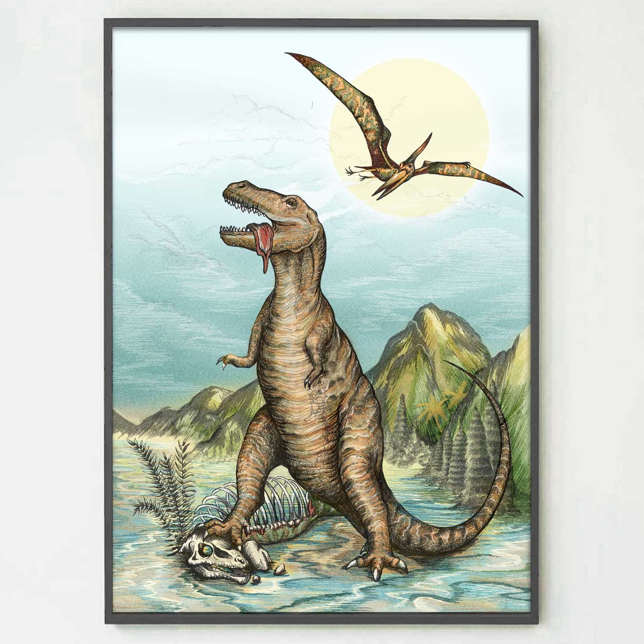 Vintage Style Dinosaur Posters (Tyrannosaurus, A3)