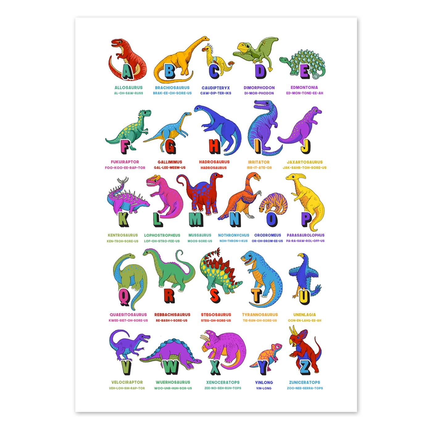 A-Z Dinosaur Alphabet Poster (A2)